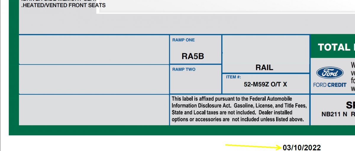 When are the dates updated on the Window Sticker? - F-Series SuperDuty ...